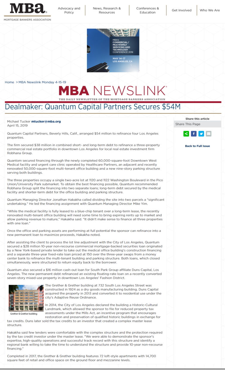 MBA Newslink's Dealmaker: Quantum Capital Partners Secures $54,000,000 ...